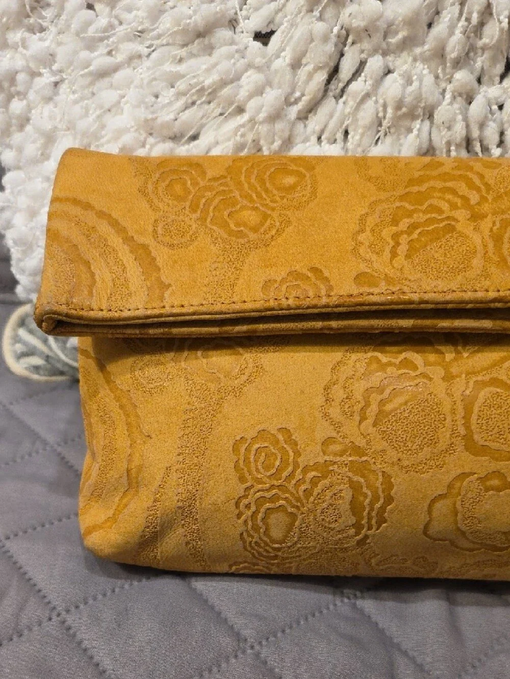 Vasiliki Lagis | Bags | Vasiliki Lagis Mustard Yellow Floral Embossed ...